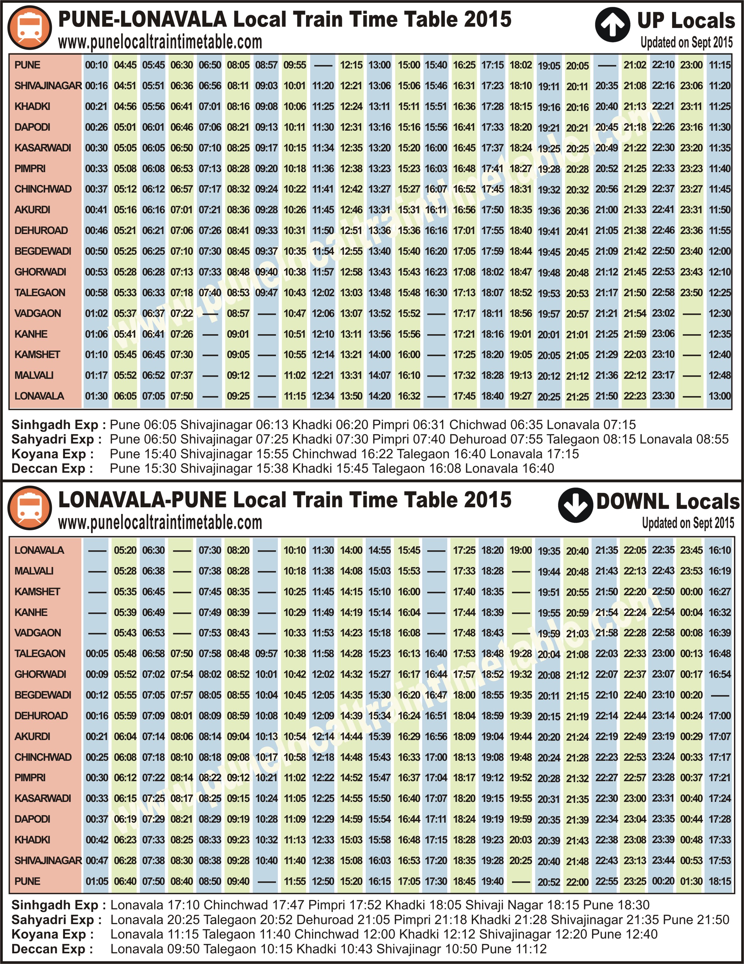 Pune Local train time table download 2025